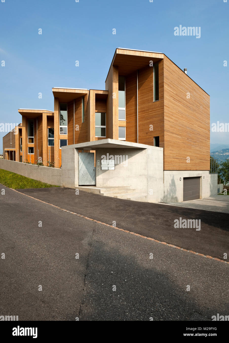 Modern wooden architecture exterior Stock Photo - Alamy
