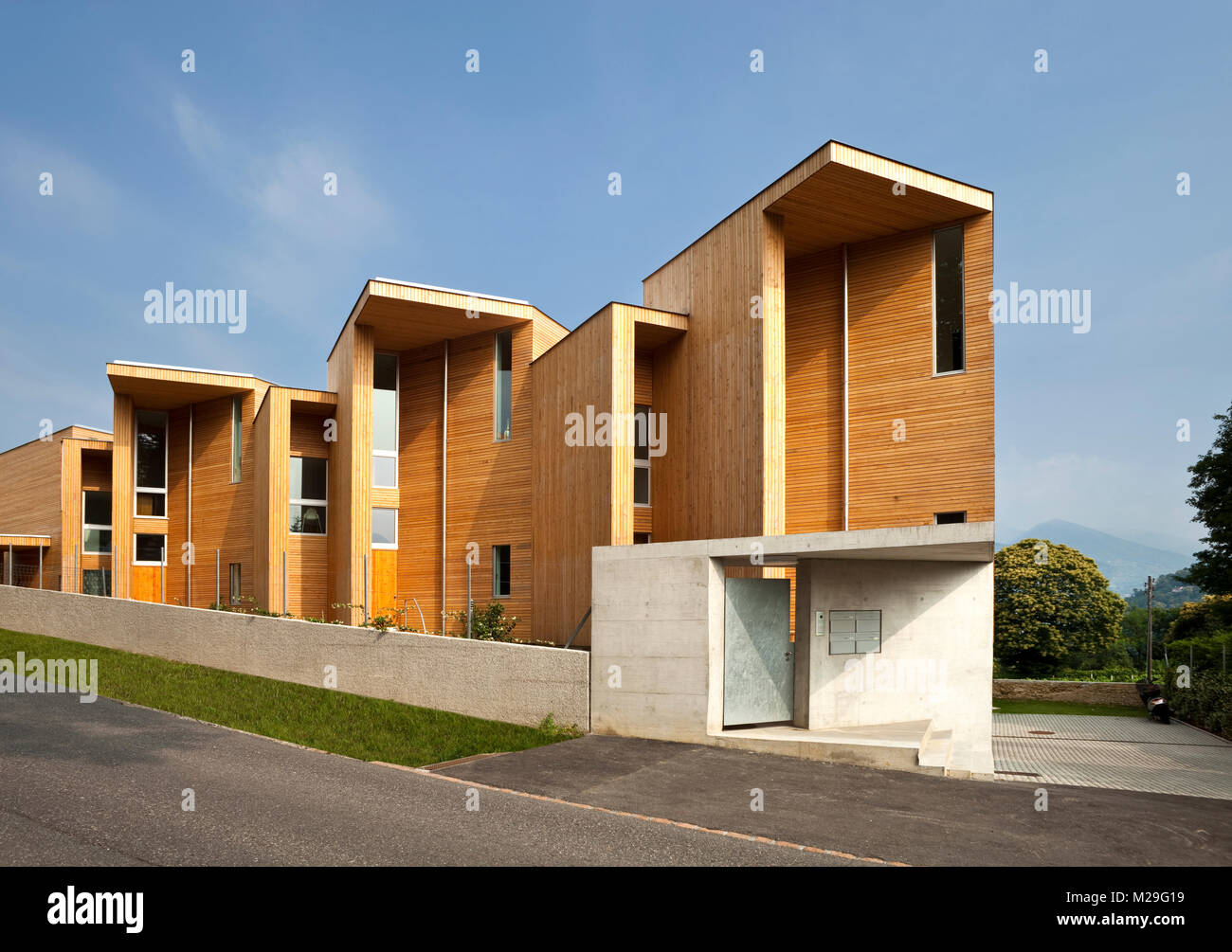 Modern wooden architecture exterior Stock Photo - Alamy
