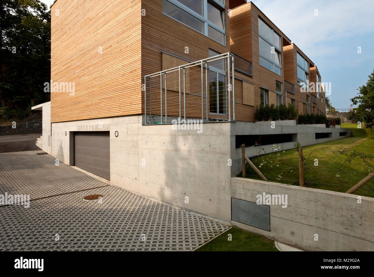 Modern wooden architecture exterior Stock Photo - Alamy