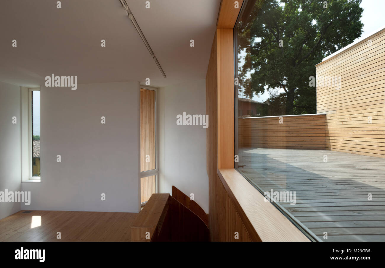 Modern house, balcony view from window Stock Photo - Alamy