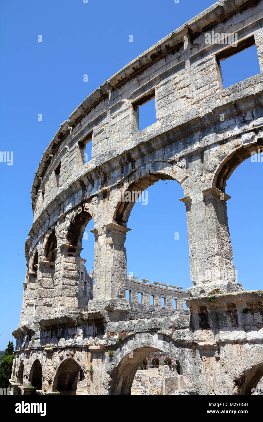 Croatia - Pula on Istria peninsula. Famous Roman amphitheatre, ancient ...