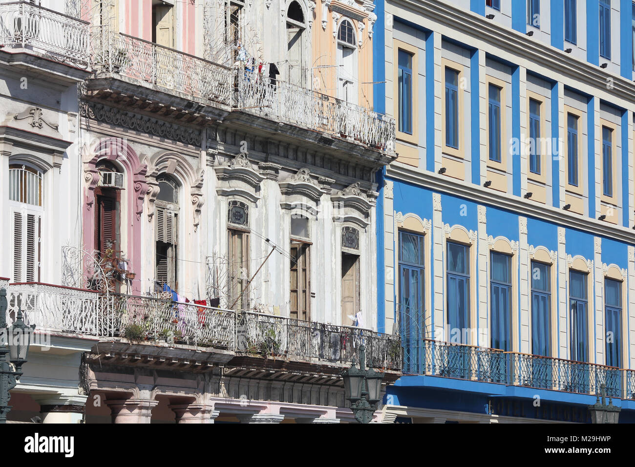 Havana, Cuba - city architecture. Old residential buildings Stock Photo ...
