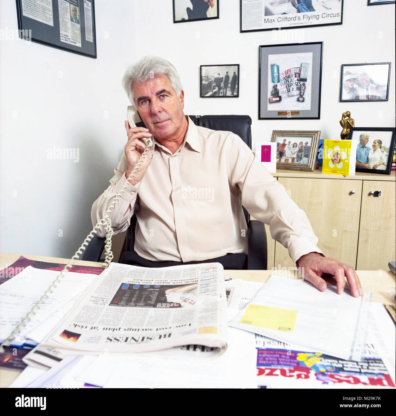 Portrait of Max Clifford English publicist famous for his "kiss-and ...