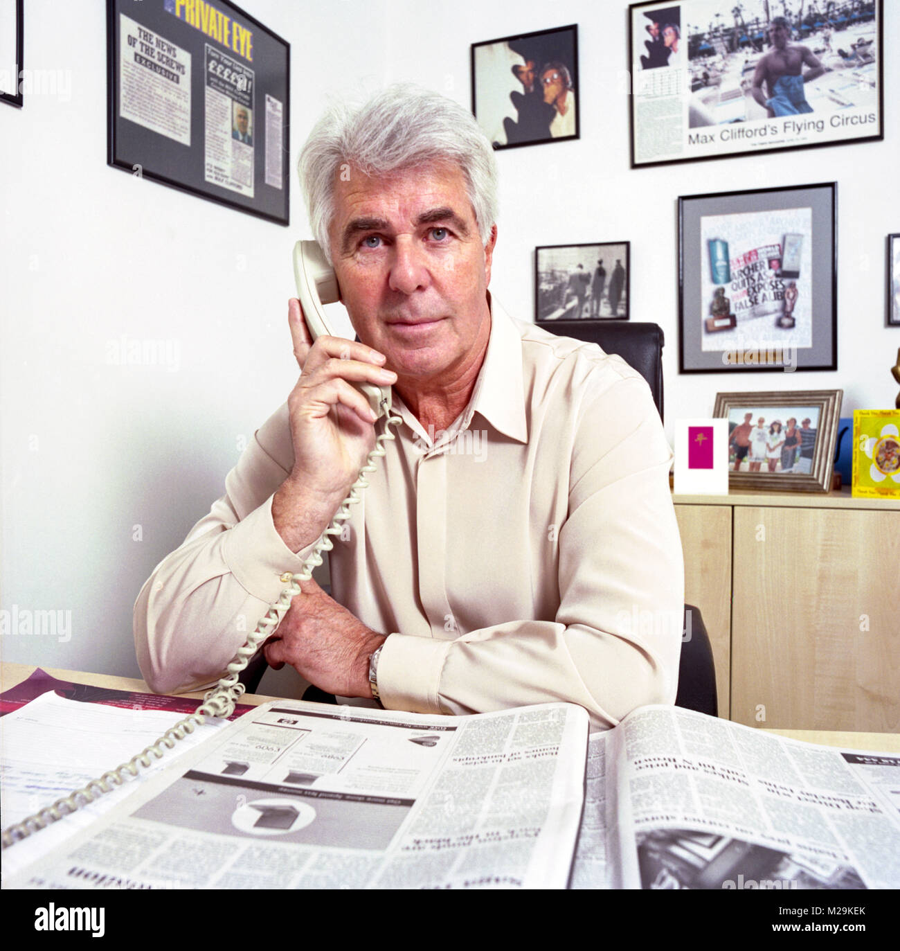 Portrait of Max Clifford English publicist famous for his "kiss-and ...