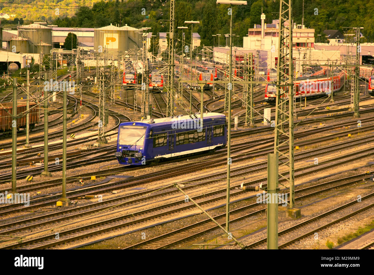 Modern high speed train. traffic of passenger trains in Europe outside ...