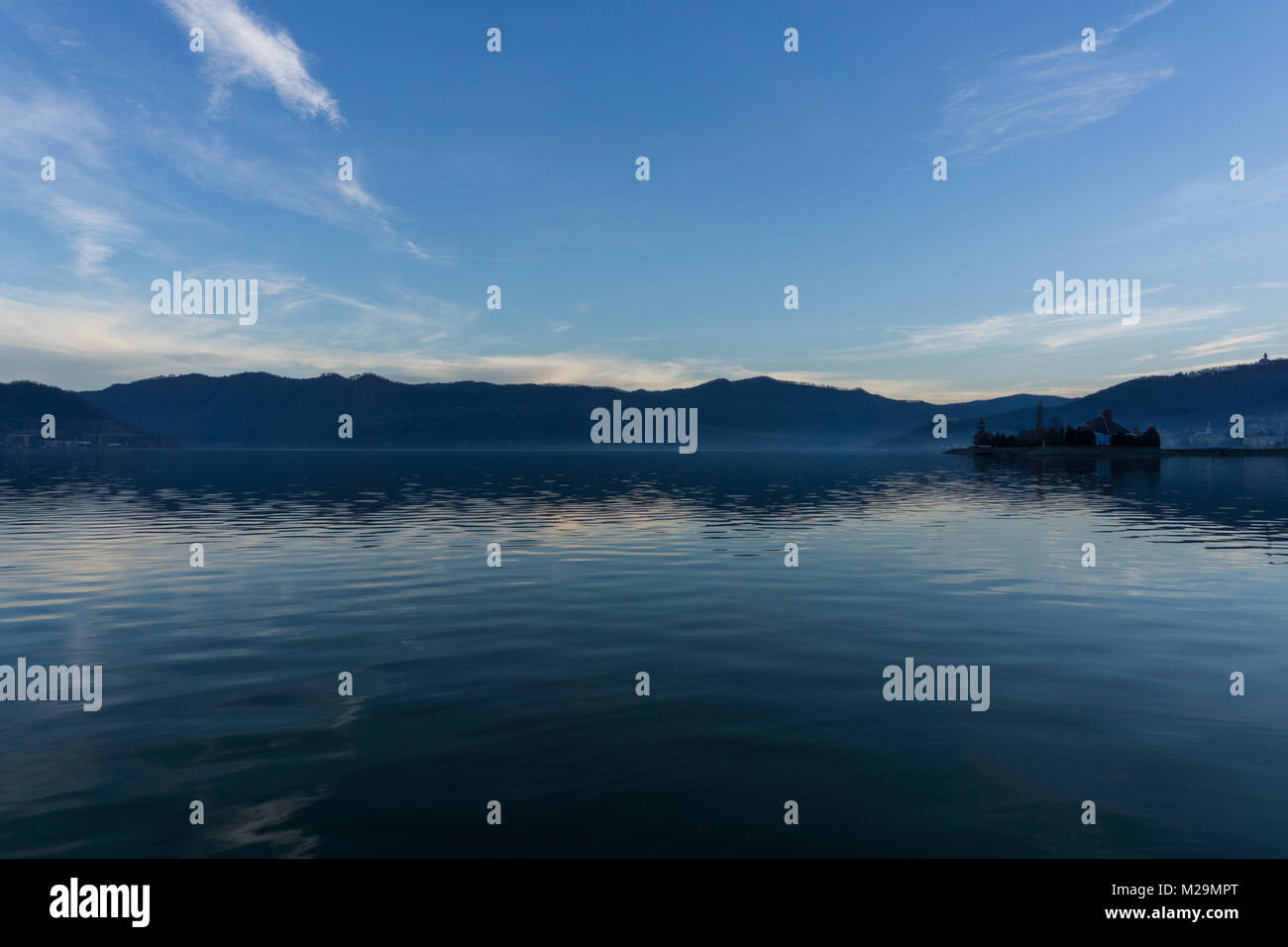 Beautiful dusk colors on the Danube river in Romania Stock Photo - Alamy