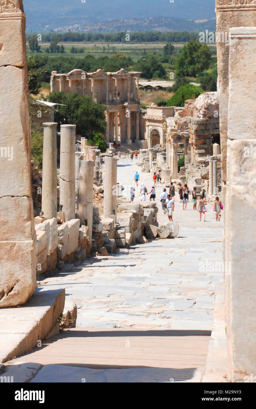 Main street of the ancient city of ephesus, near modern day izmir ...