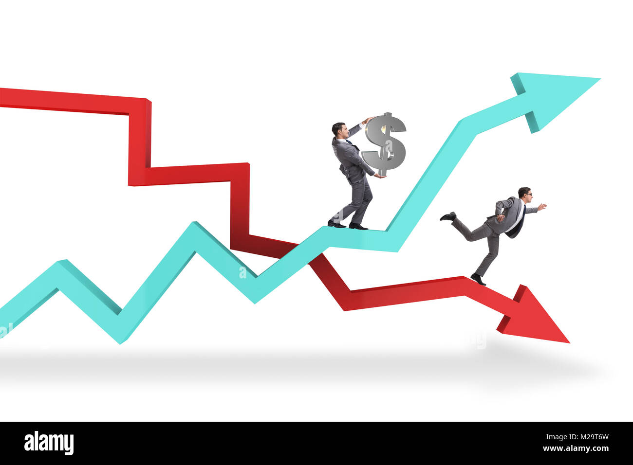 Businessman with charts of growth and decline hi-res stock photography ...