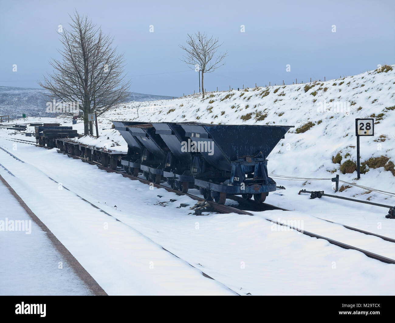 Goods trucks stuck at Section 28, Leadhills station in snow Stock Photo ...