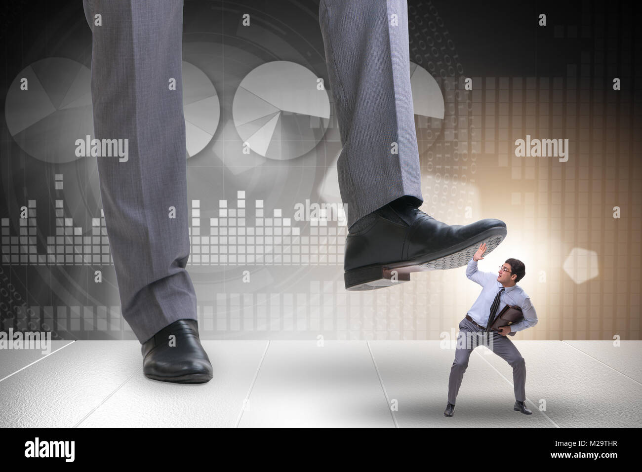 Bad angry boss stamping on employee in business concept Stock Photo - Alamy