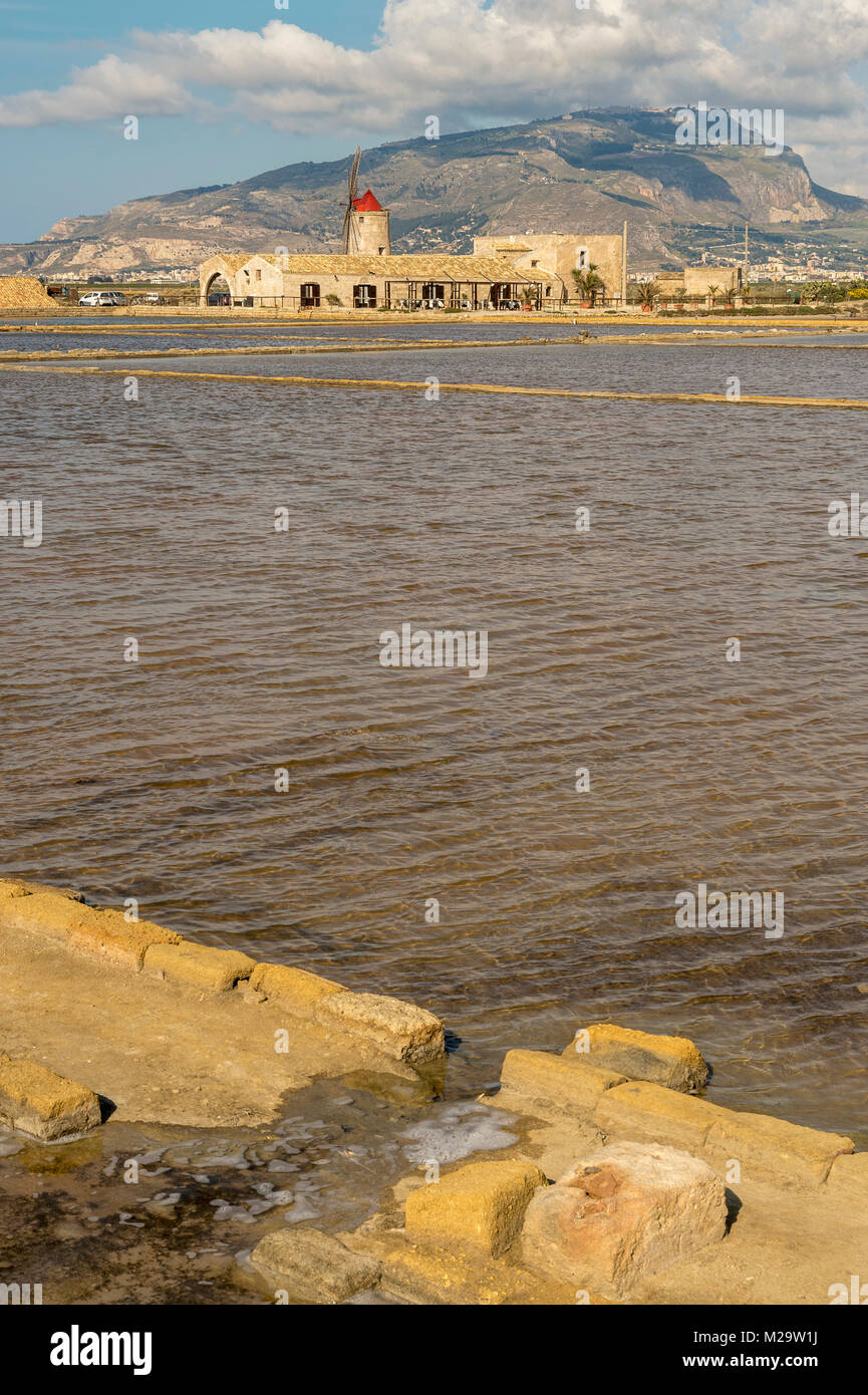 Italy,Sicily,Trapani,Saline di Trapani and Paceco nature reserve Stock ...