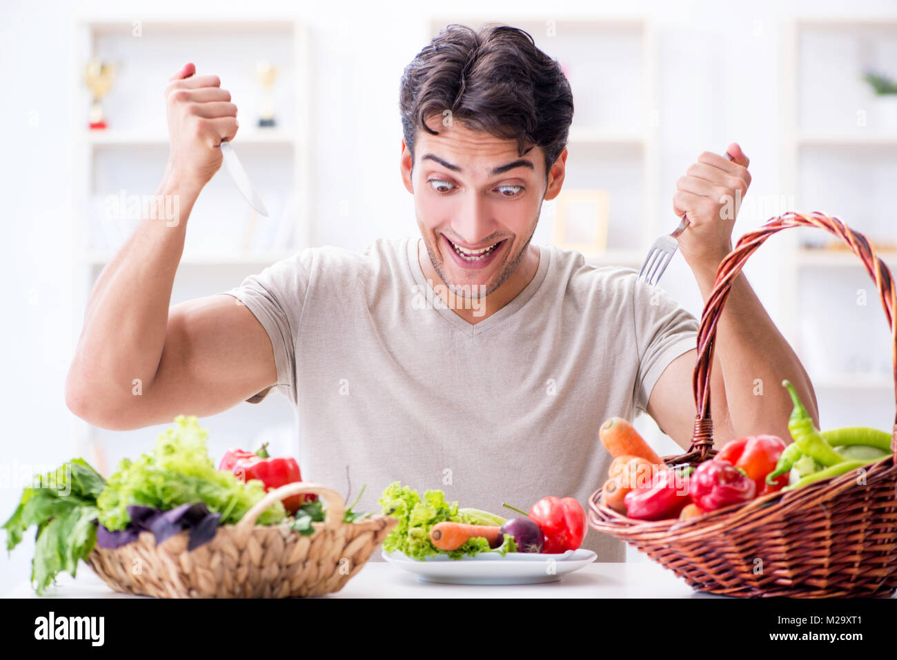 Young man in healthy eating and dieting concept Stock Photo - Alamy