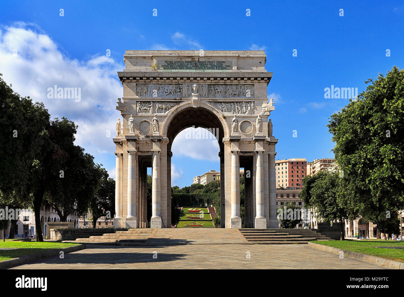 Genoa, Liguria / Italy - 2012/07/06: Arch of the Victory on the Victory ...