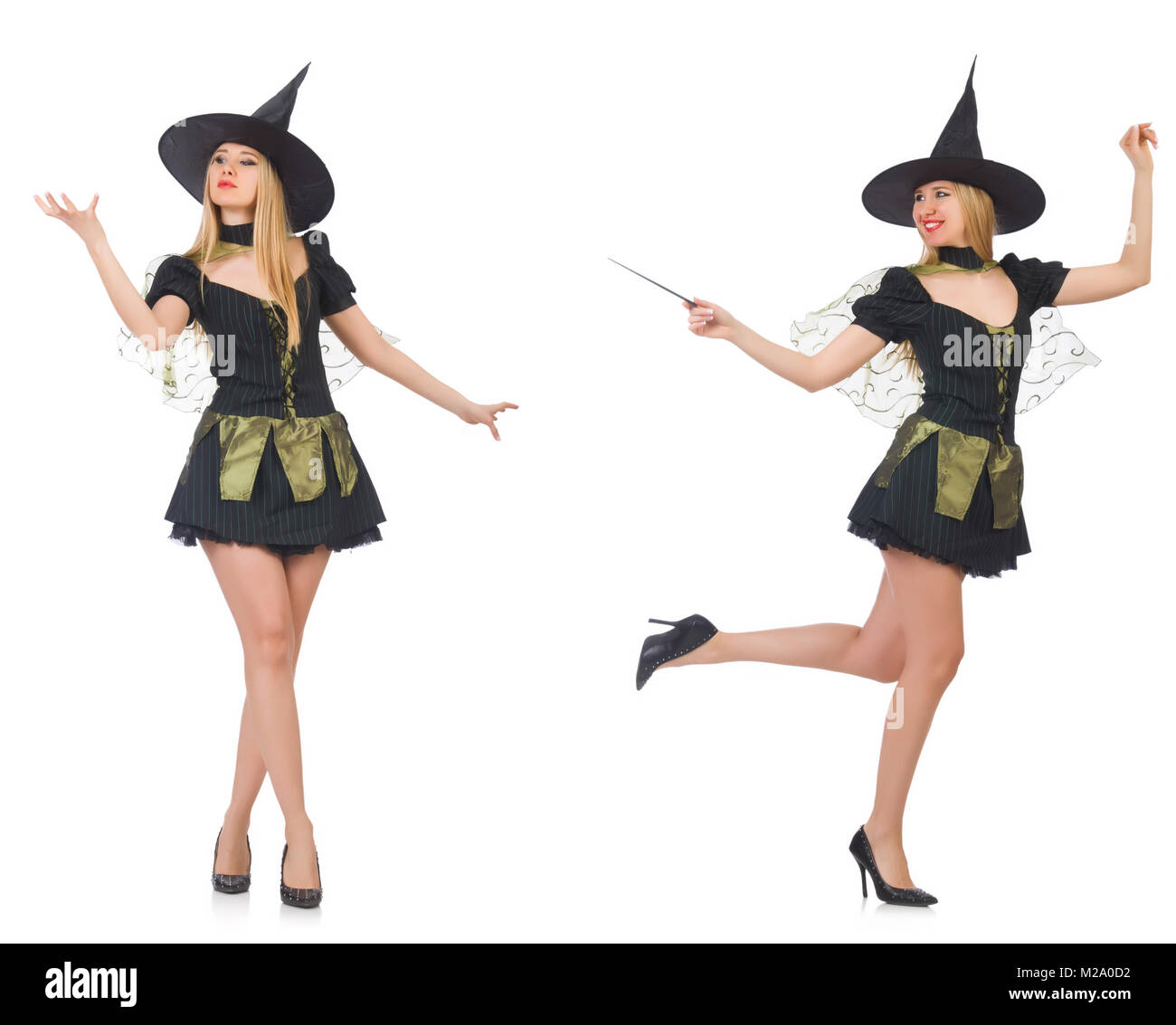 Woman magician doing her tricks with wand Stock Photo - Alamy