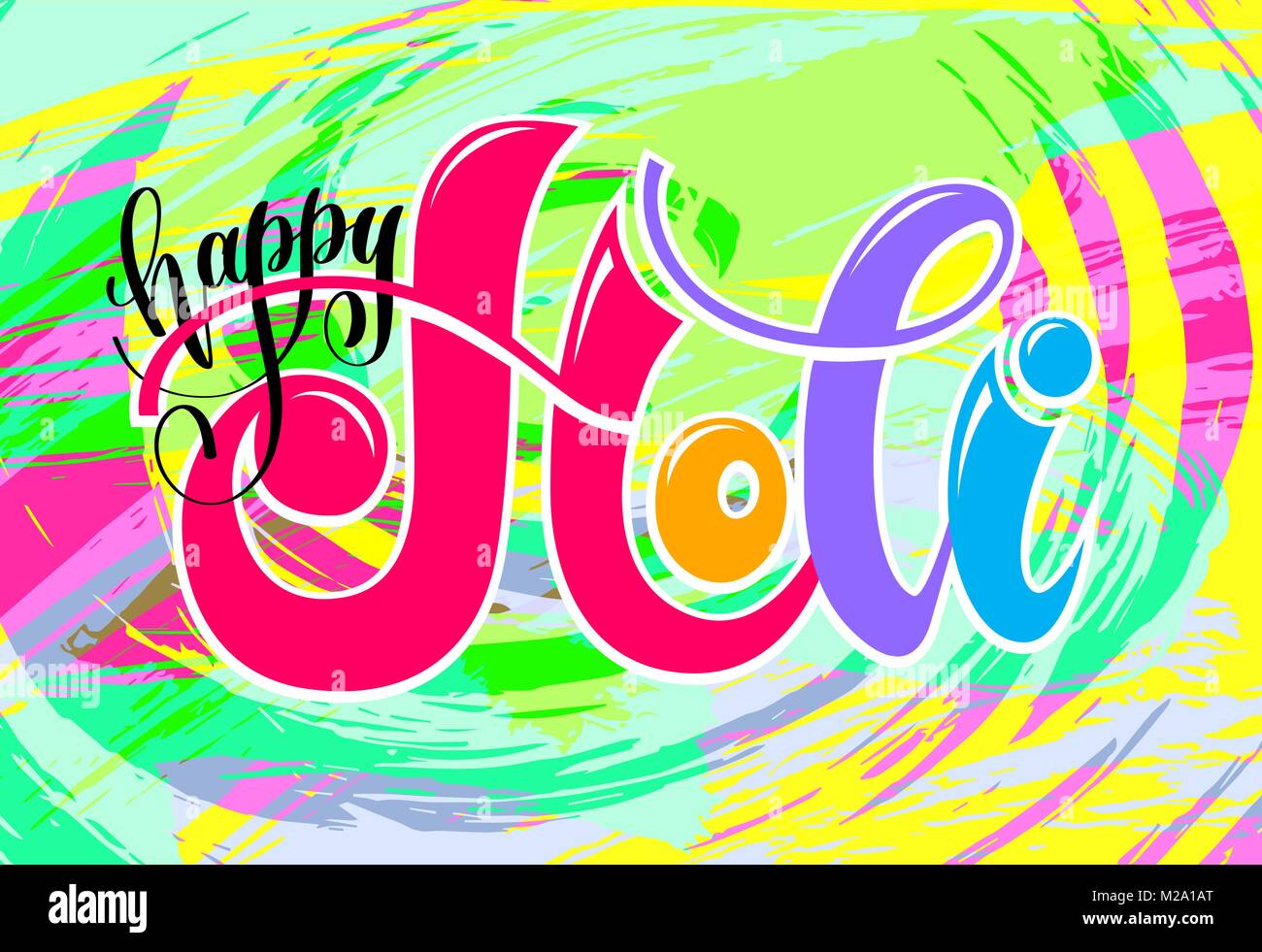 happy holi hand lettering inscription text to indian spring holi Stock ...
