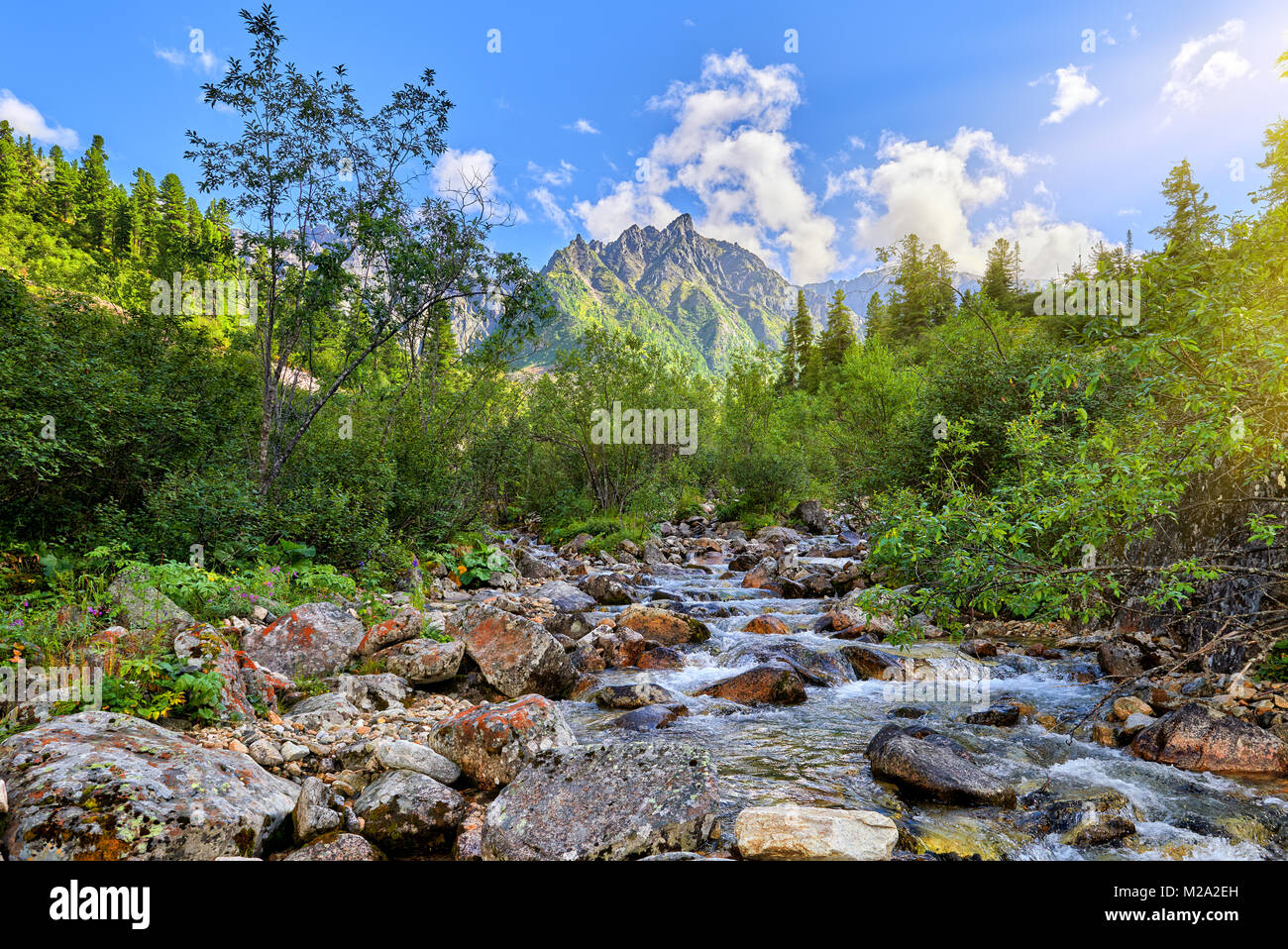 Water flows on mountain rocks hi-res stock photography and images - Alamy