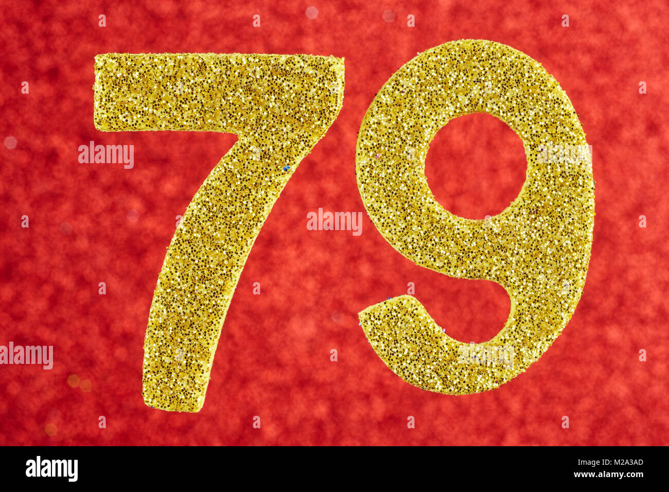 Number seventy-nine golden color over a red background. Anniversary ...