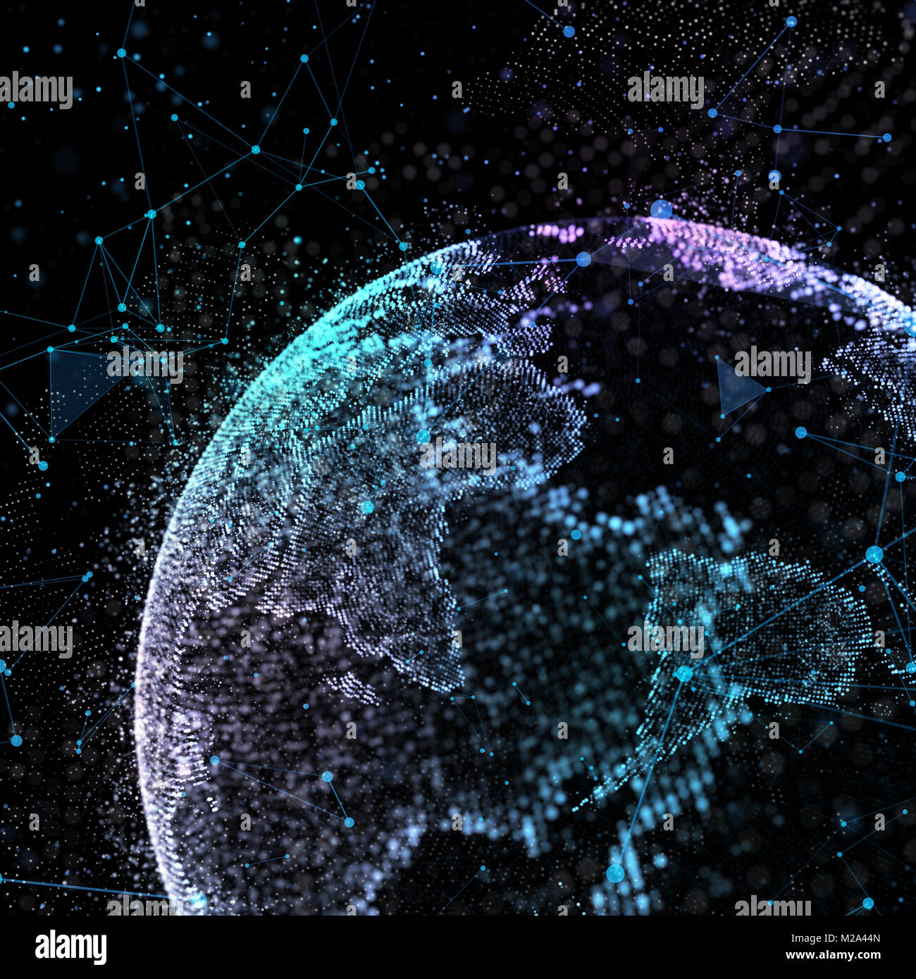 Detailed virtual planet Earth. Technological digital globe world. 3d ...