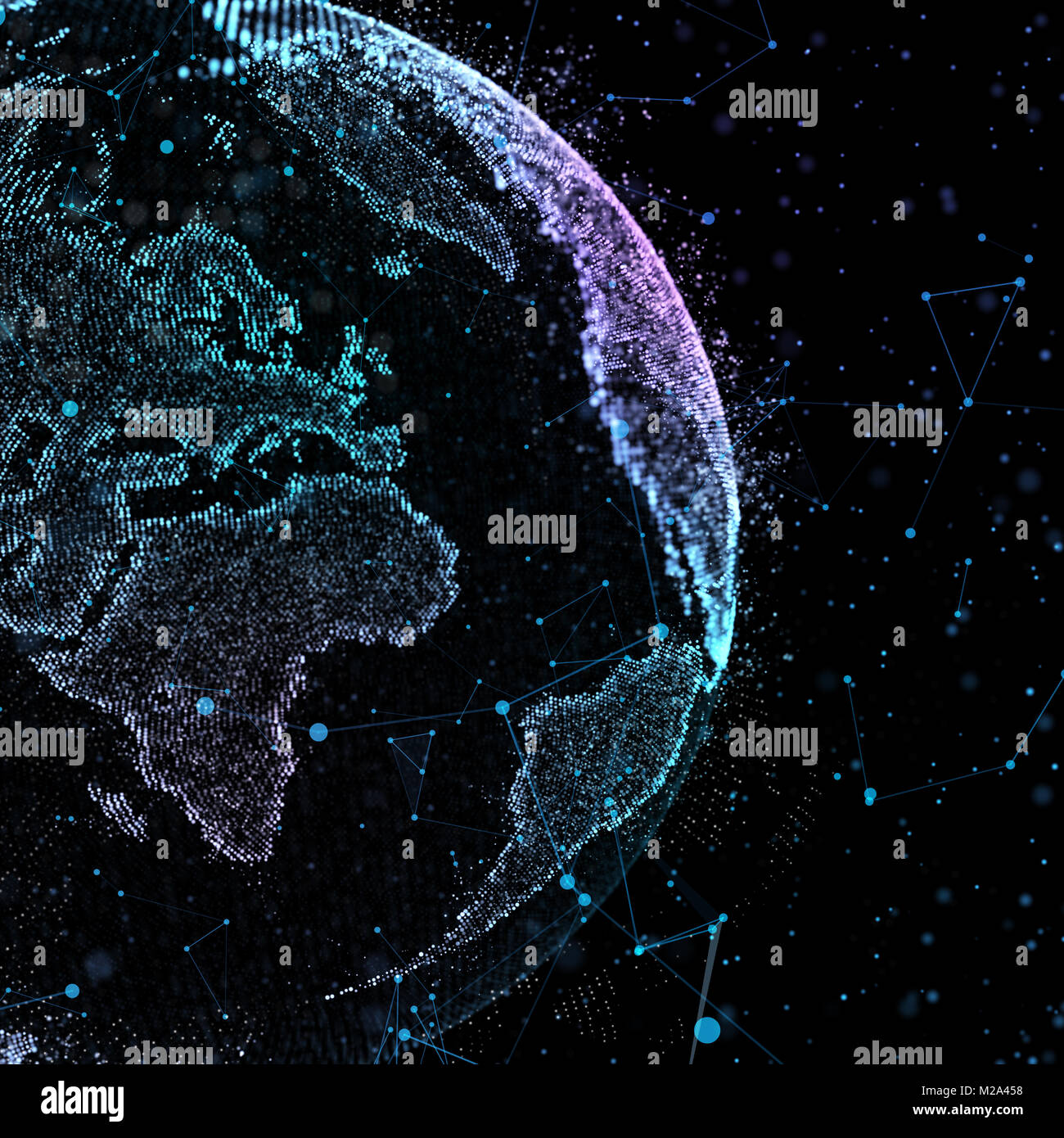 3d illustration of detailed virtual planet Earth. Technological digital ...
