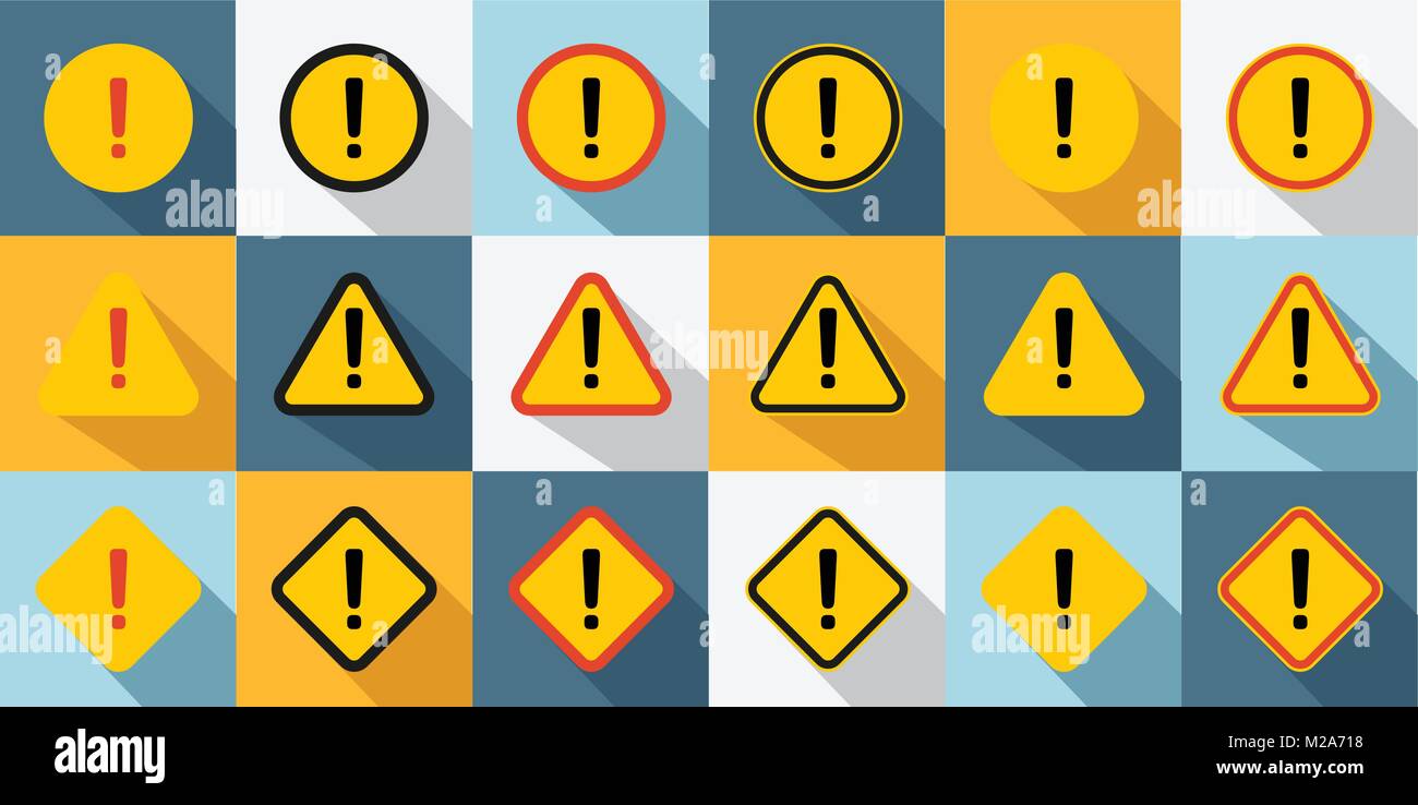 Alert caution error danger icons set vector security attention hi-res ...