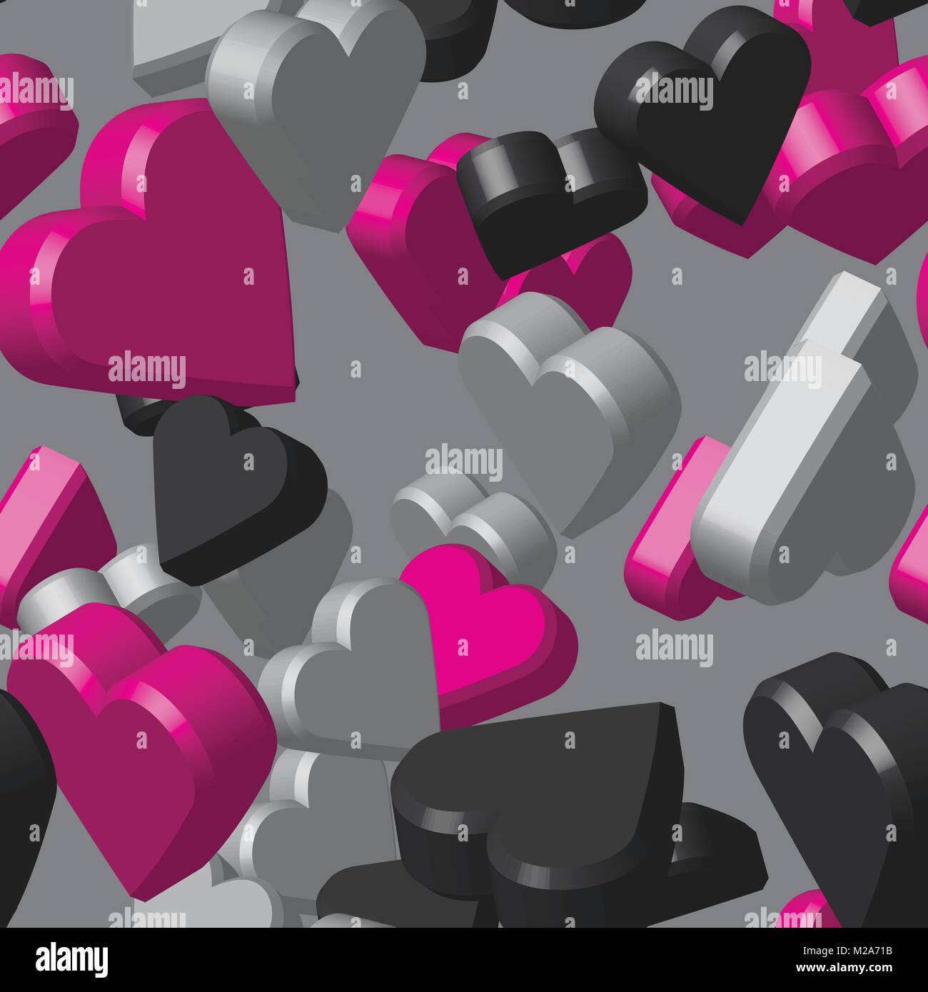 Pattern 3d pink hearts Stock Vector Images - Alamy