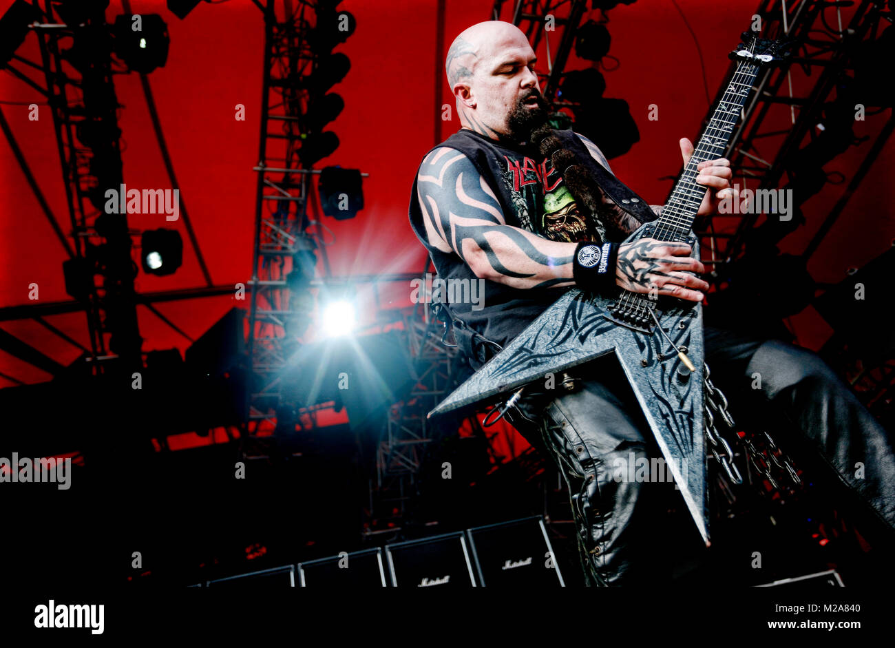 The American trash metal band Slayer performs a live concert at the ...