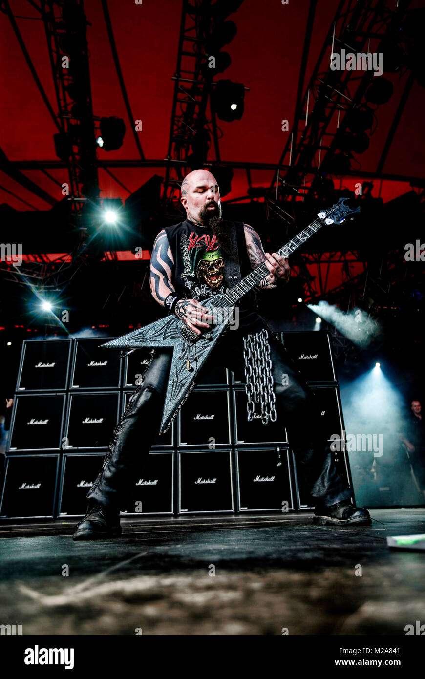 The American trash metal band Slayer performs a live concert at the ...
