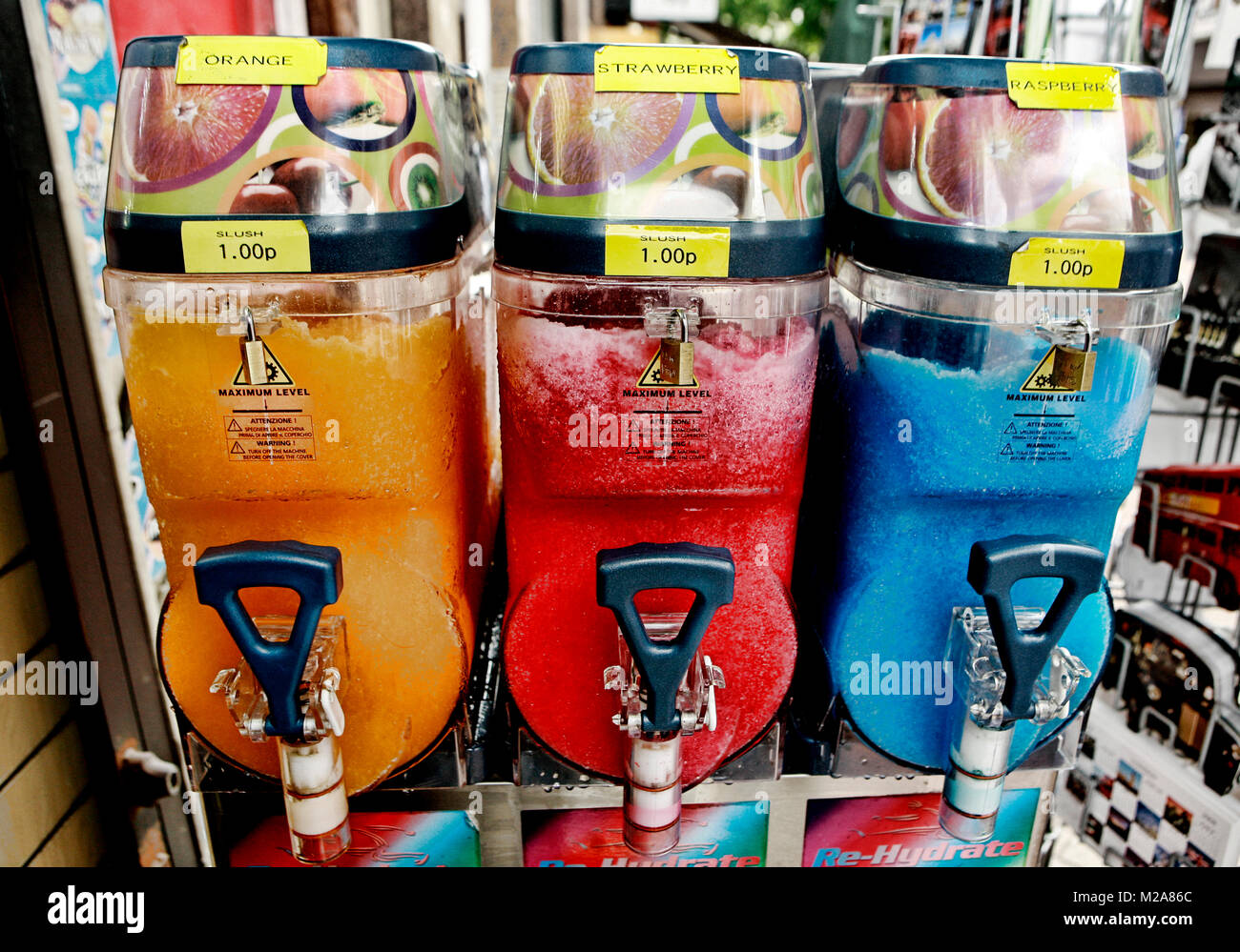 Variety of colorful slush ice, London, 2007 Stock Photo - Alamy