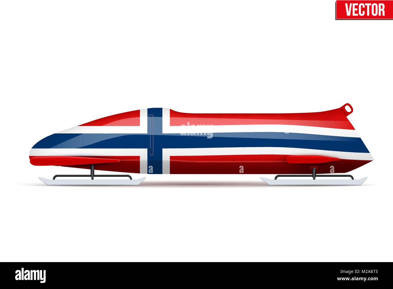 Bob sleighs with Norway flag. Bobsleigh Sport Country Symbol. Side view ...