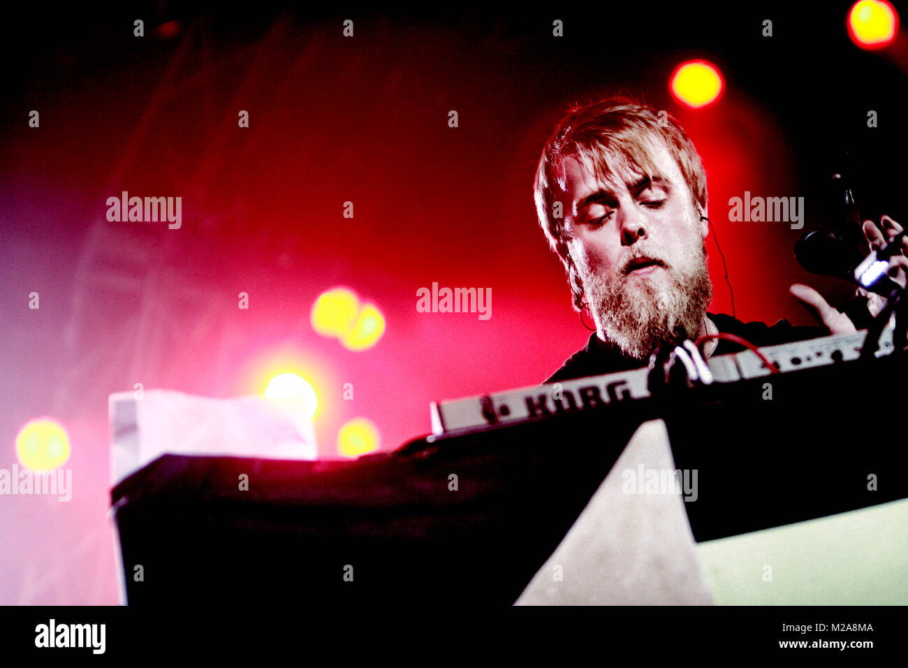 The Danish electronic rock band Veto performs a live concert at ...