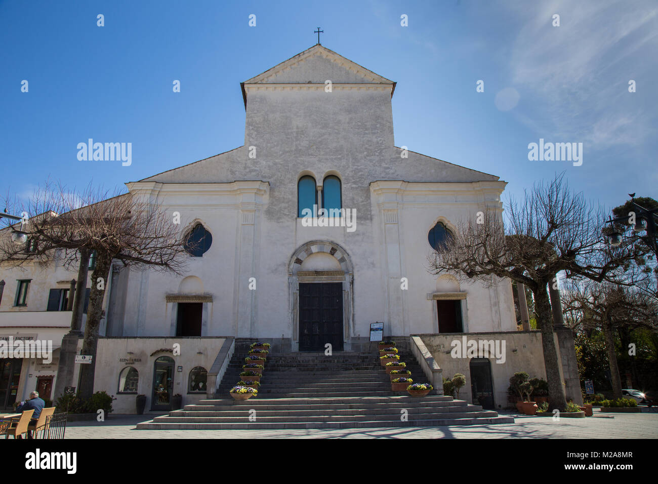 Ravello, Campania, Italy 12 March 2017 facade of Ravello's main church ...