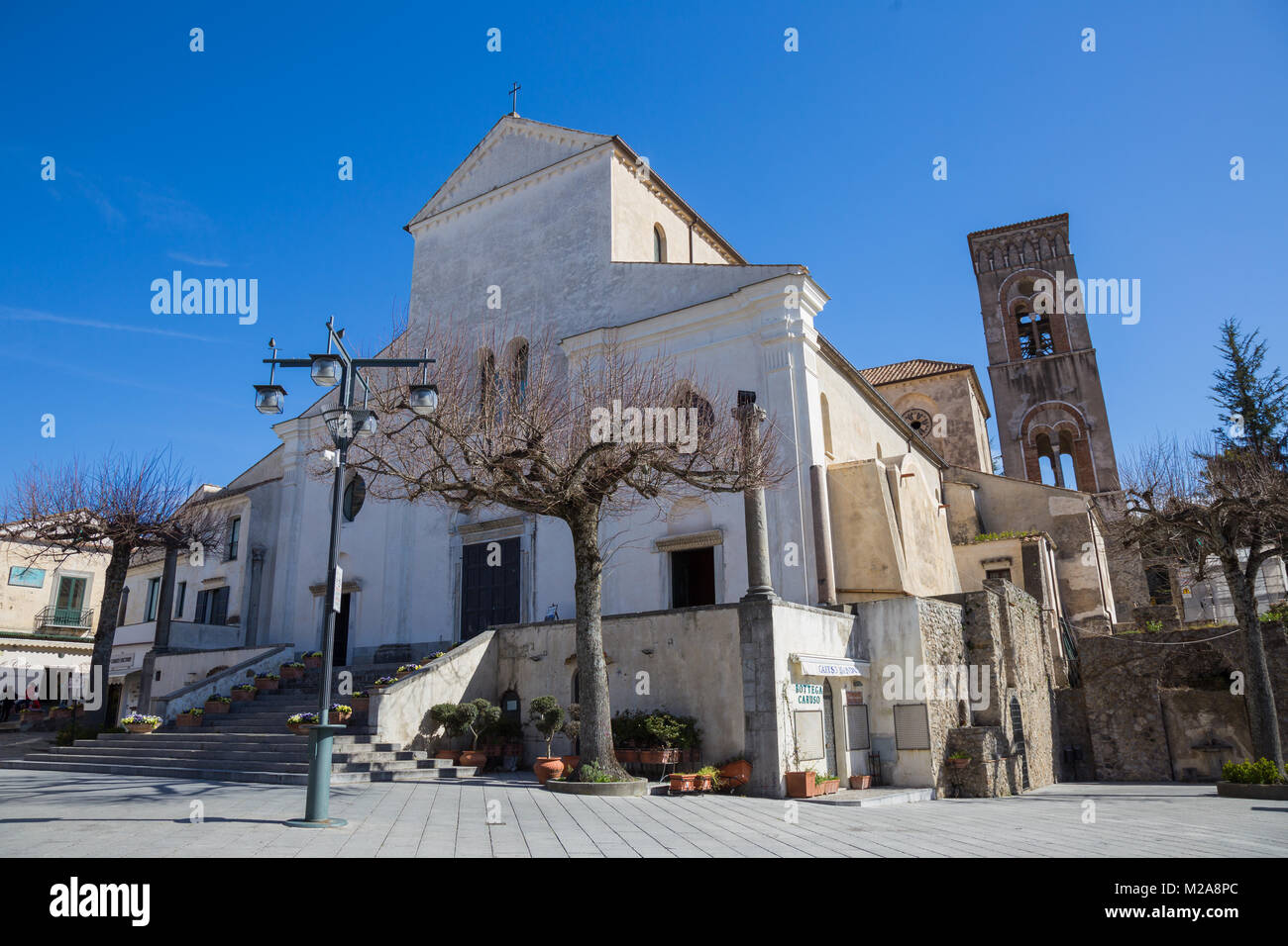 Ravello, Campania, Italy 12 March 2017 facade of Ravello's main church ...