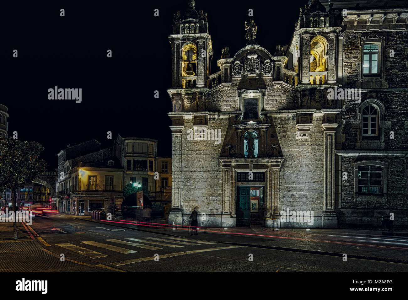 Small baroque church of San Froilan in the city of Lugo, region of ...