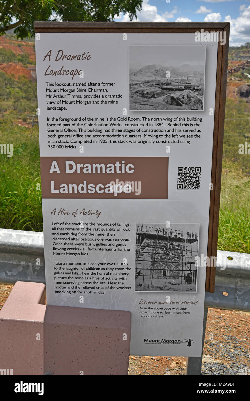 sign at mount morgan in queensland in australia explaing about the gold ...