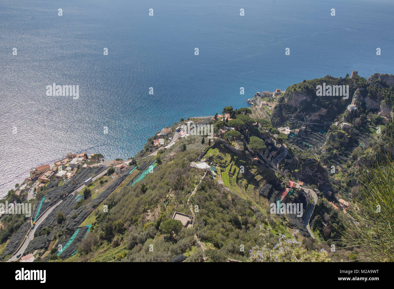 Ravello, Campania, Italy 12 March 2017. Panorama seen from above where ...