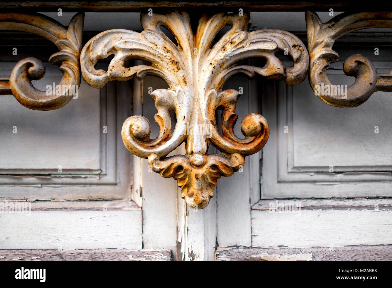 rusty iron made ornament on a window Stock Photo - Alamy