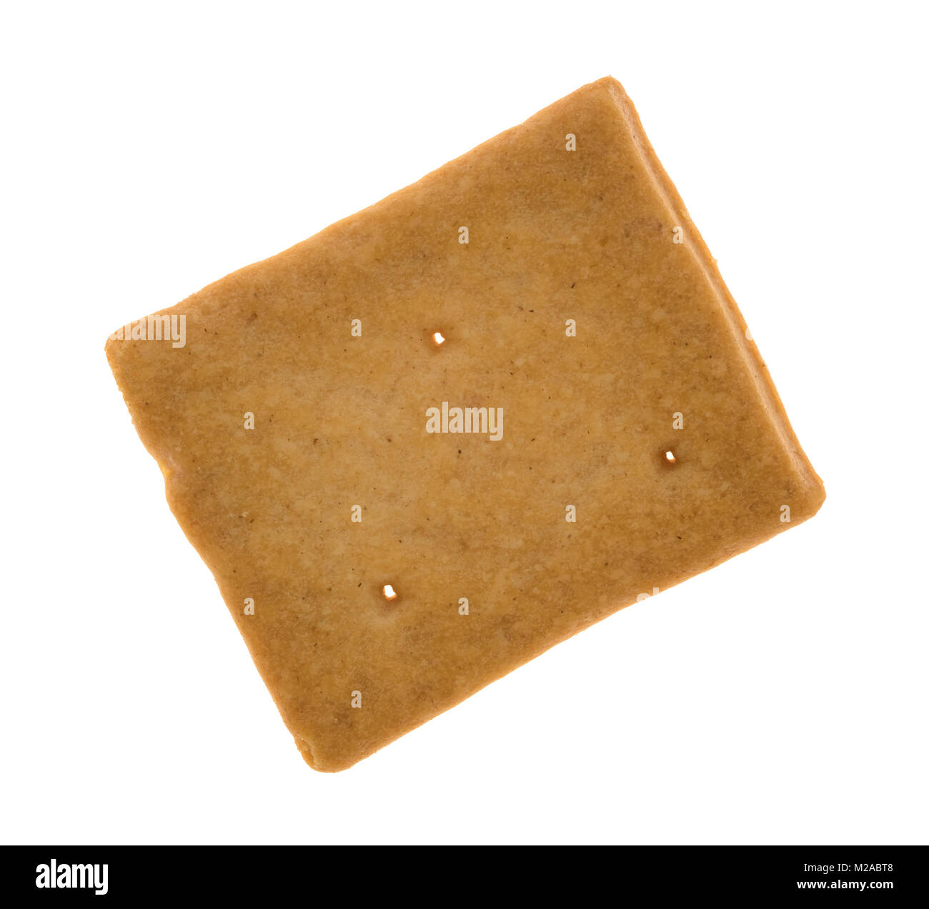 Top view of a single hard bread cracker isolated on a white background ...