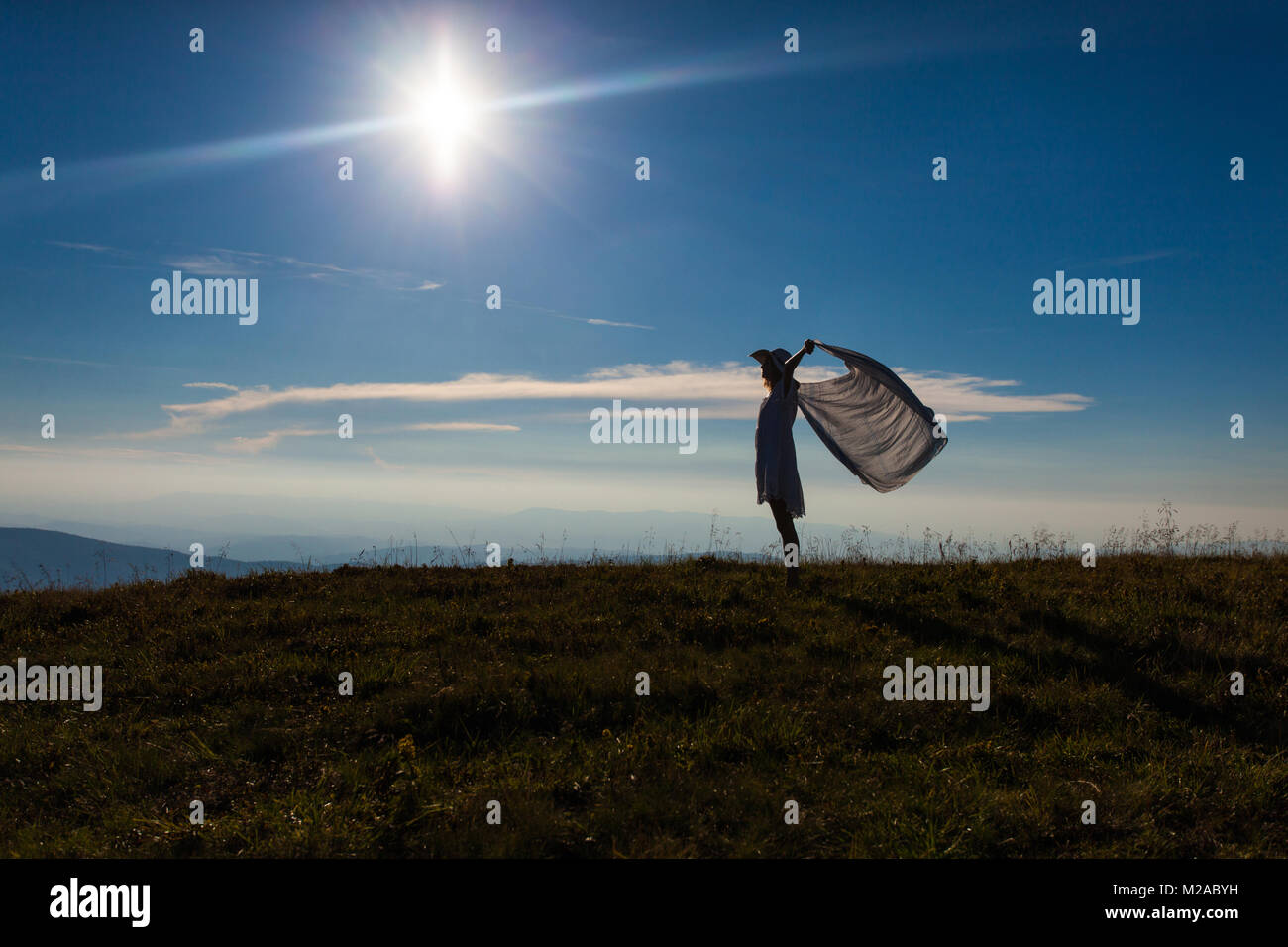 Unity of the girl with nature Stock Photo - Alamy