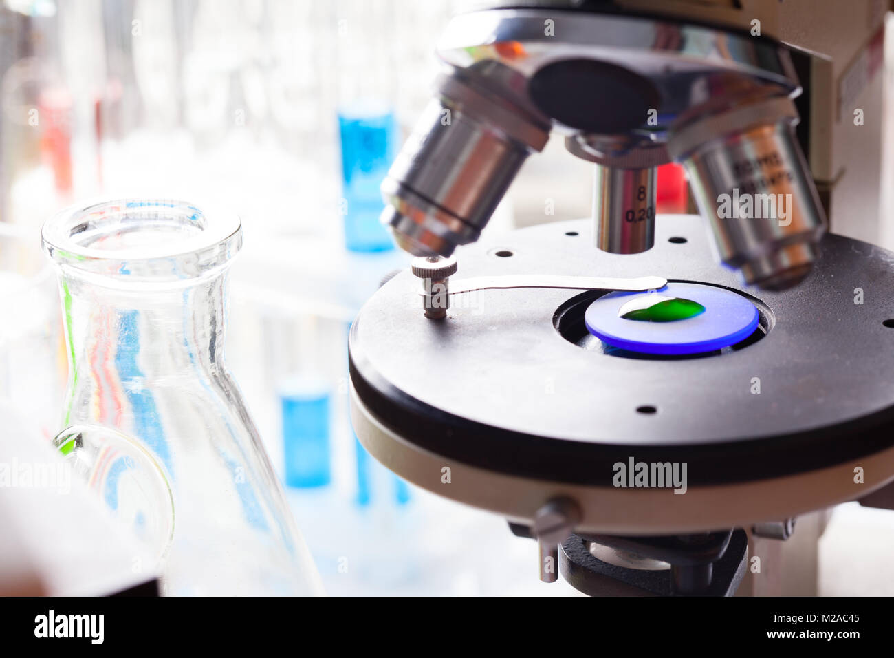 Microscope glass close up Stock Photo - Alamy