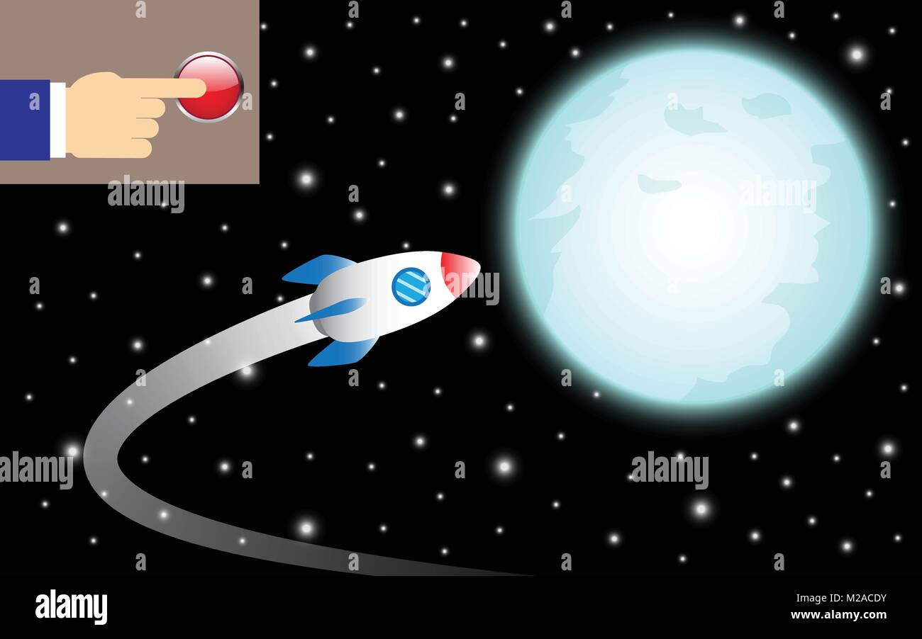 Vector Illustration Business Concept As Finger Pushes A Button To Turn ...