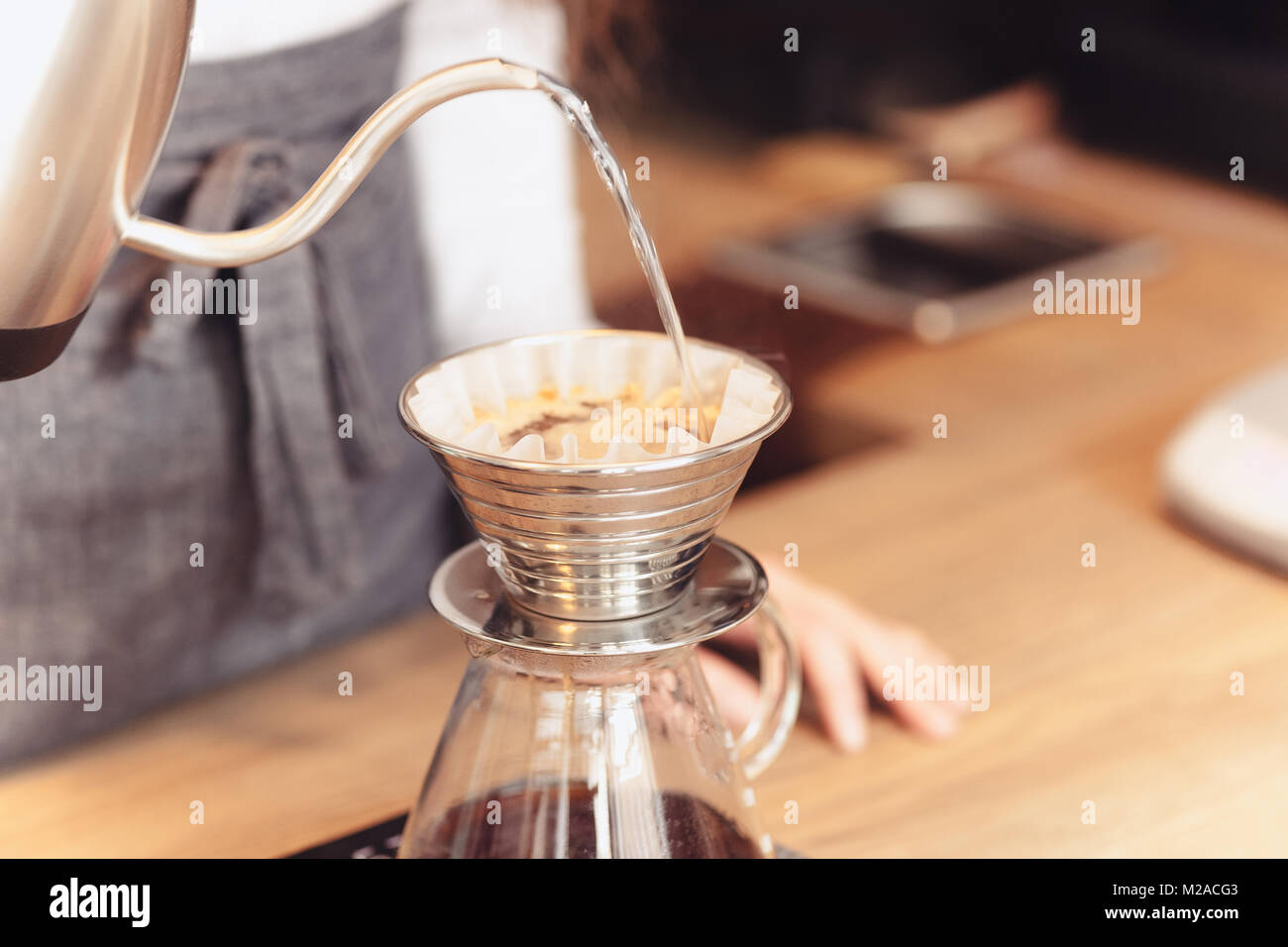 Barista, cafe, making coffee, preparation and service concept Stock ...