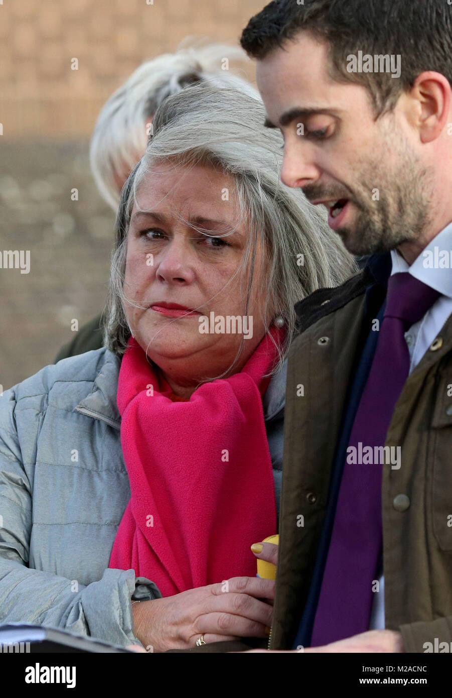 Joanne McLaren, mother of Molly McLaren, listens to a statement read ...