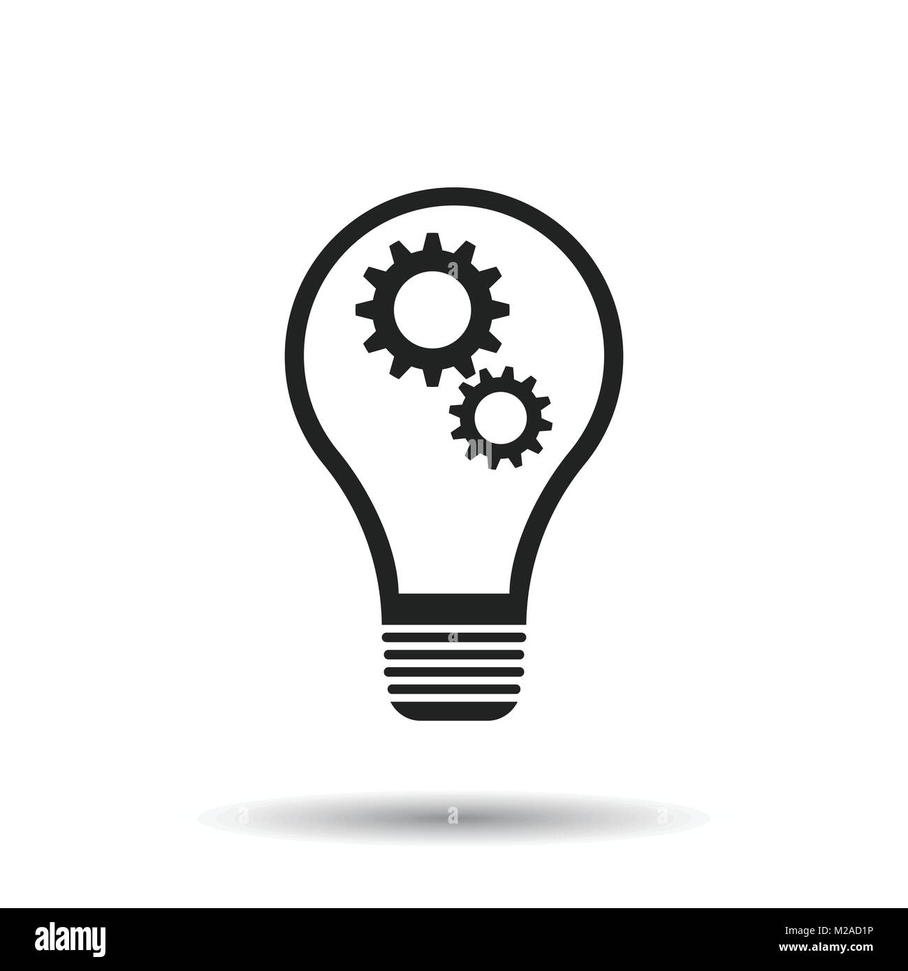 Light bulb icon. Flat vector illustration. Idea sign symbol with shadow ...