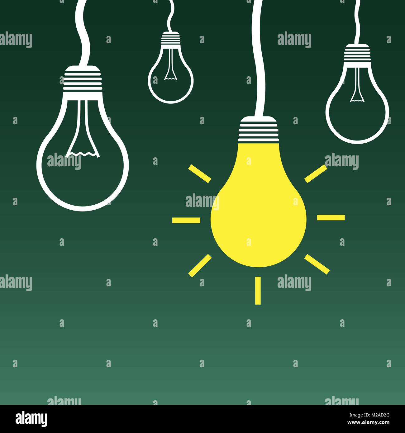 Light bulb icon. Flat vector illustration. Idea sign symbol on green ...