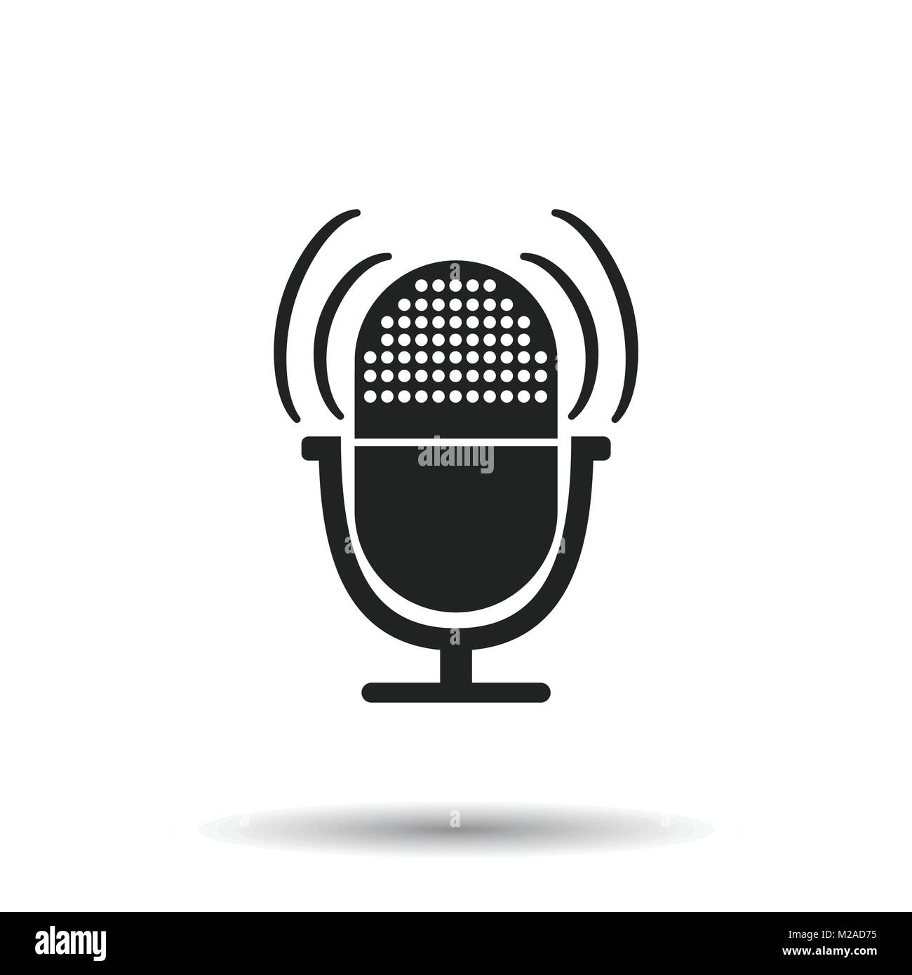 Microphone icon. Flat vector illustration. Microphone sign symbol with ...