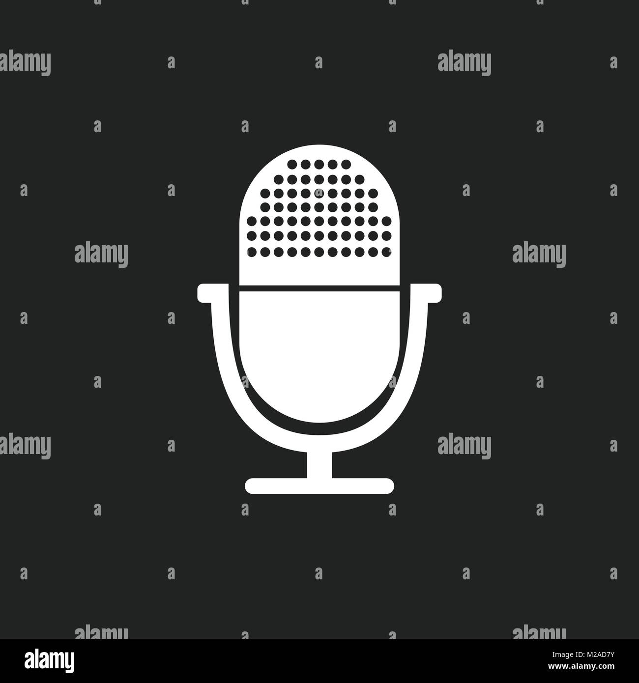 Microphone icon. Flat vector illustration. Microphone sign symbol with ...