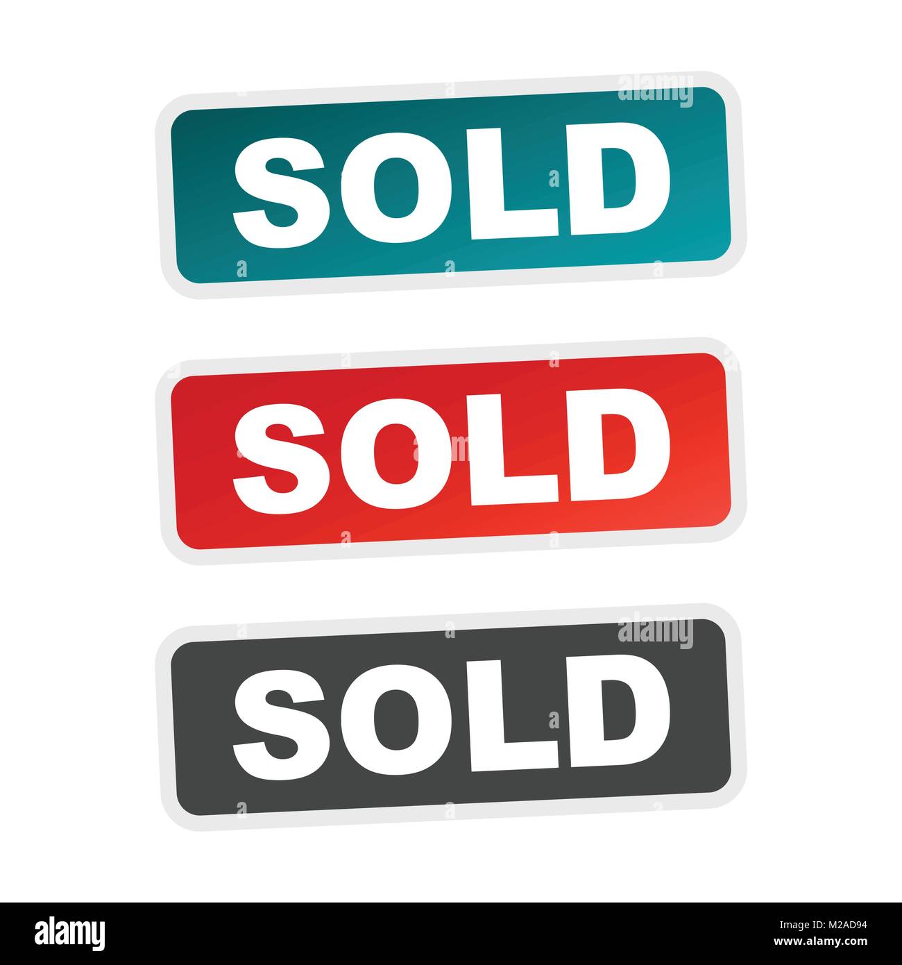 SOLD vector stamp. Flat vector illustration with shadow on white ...