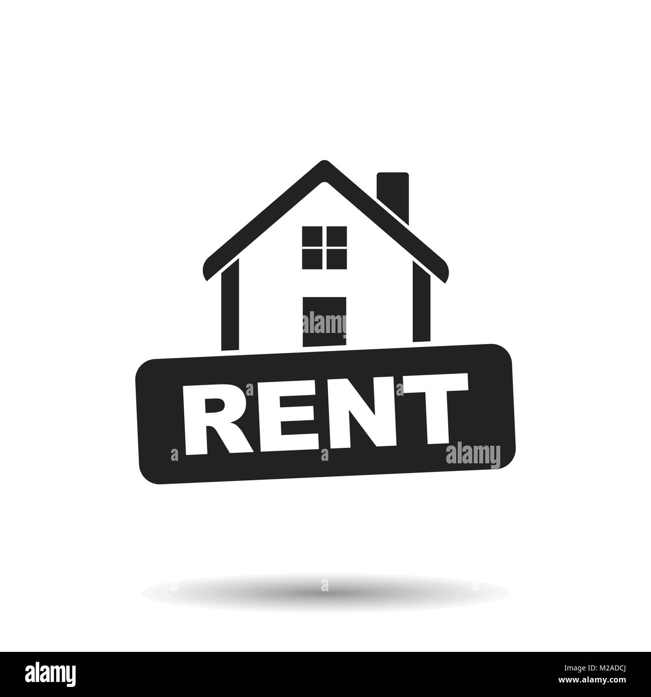 Rent sign with house. Home for rental. Vector illustration in flat ...