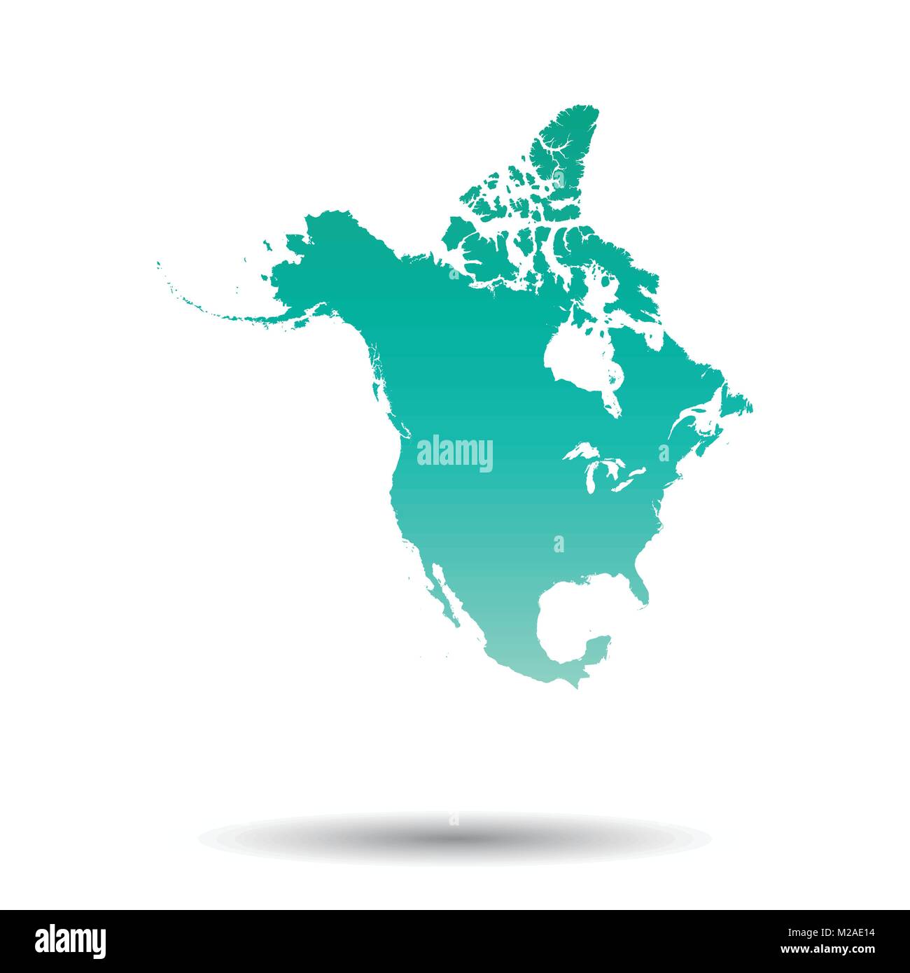 North America map. Colorful turquoise vector illustration on white ...