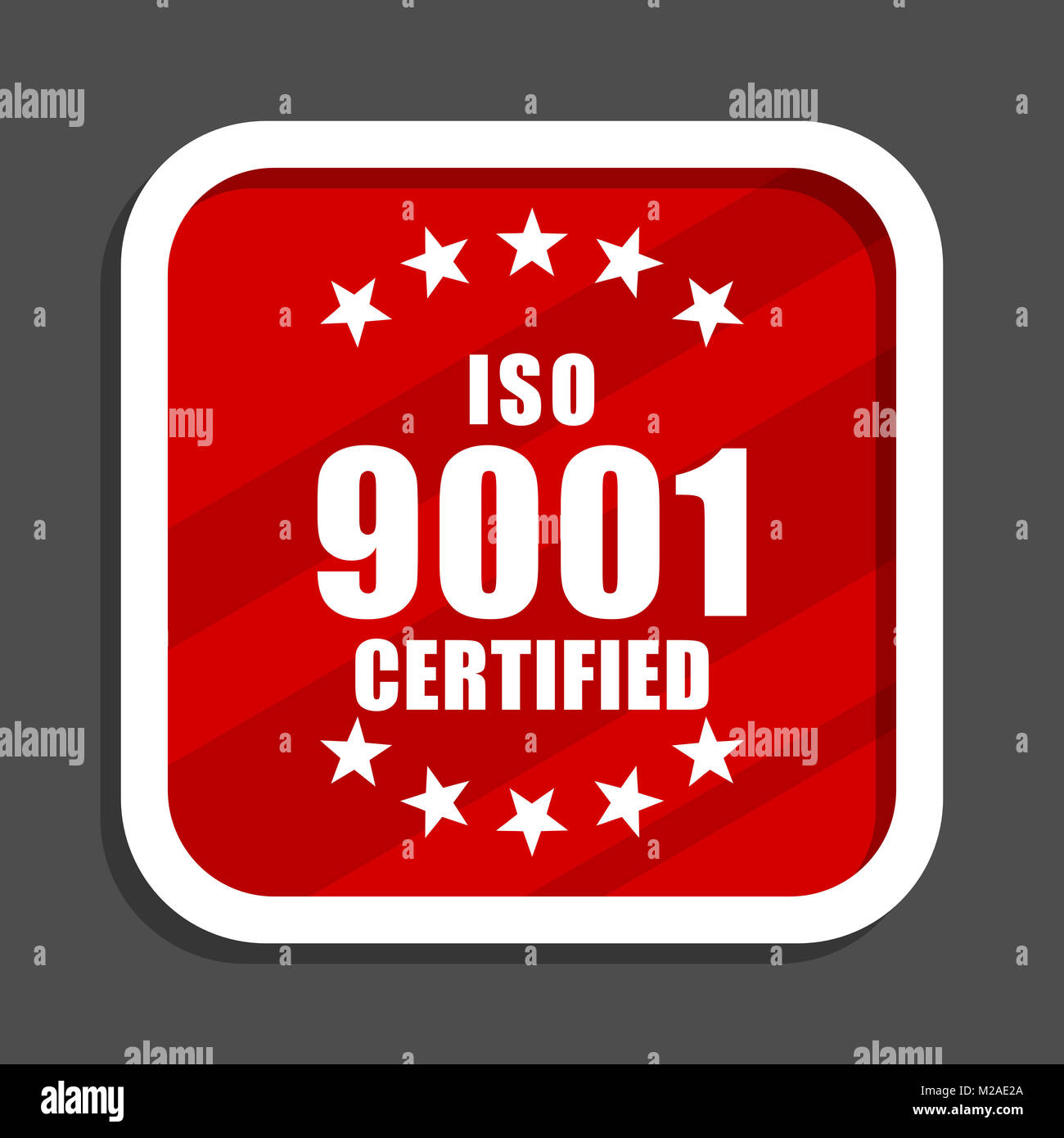 Iso 9001 icon. Flat design square internet banner Stock Photo - Alamy